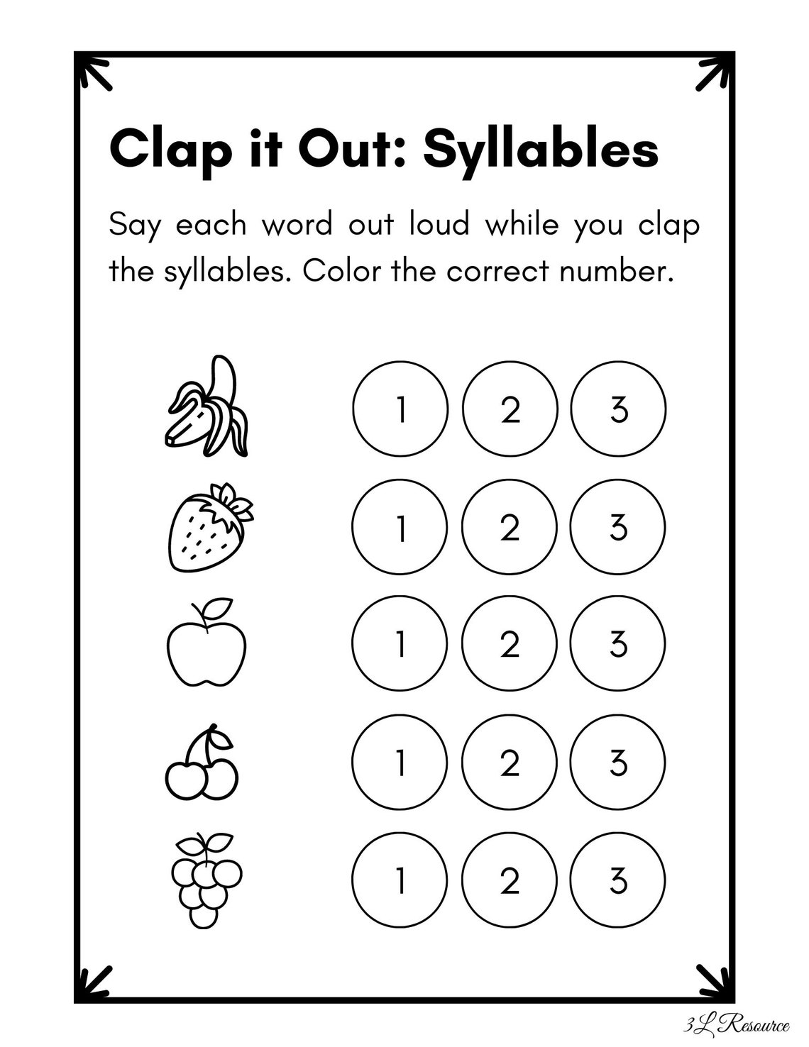 Clap It Out Syllables Worksheet Kindergarten Preschool - Etsy