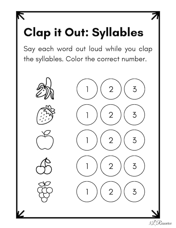 Counting Syllables Worksheet Free Syllables Worksheets | Syllable