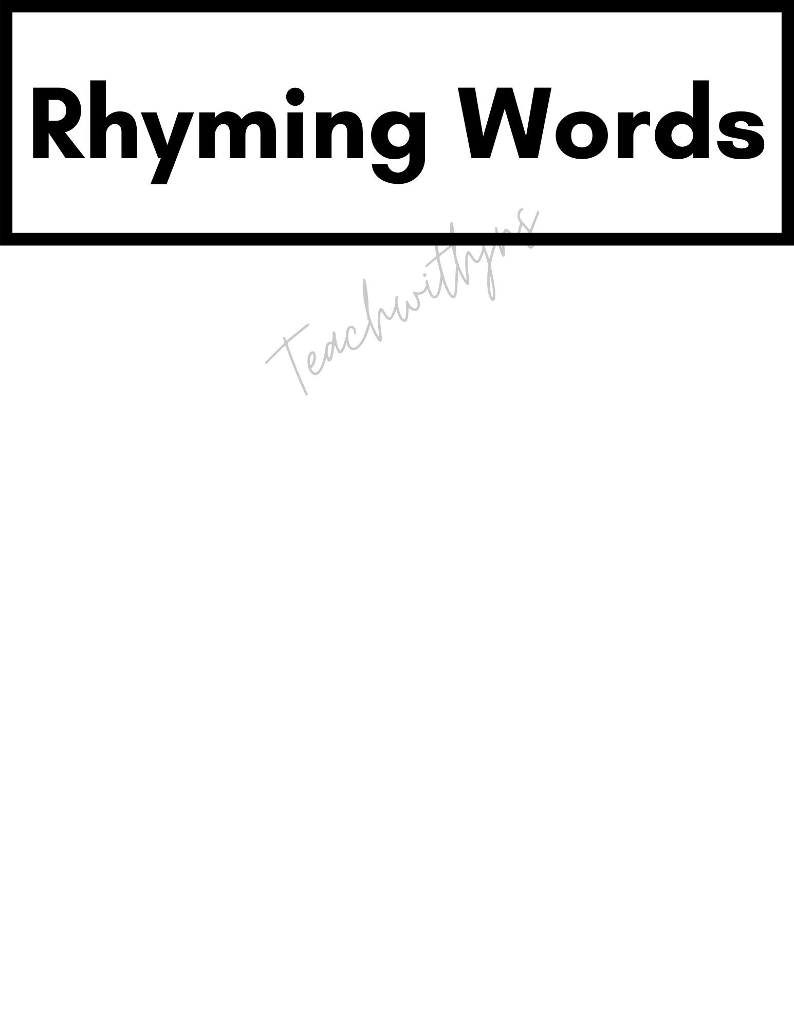 28 Rhyming Word Flash Cards for Toddler, Preschool, Kindergarten Kids ...