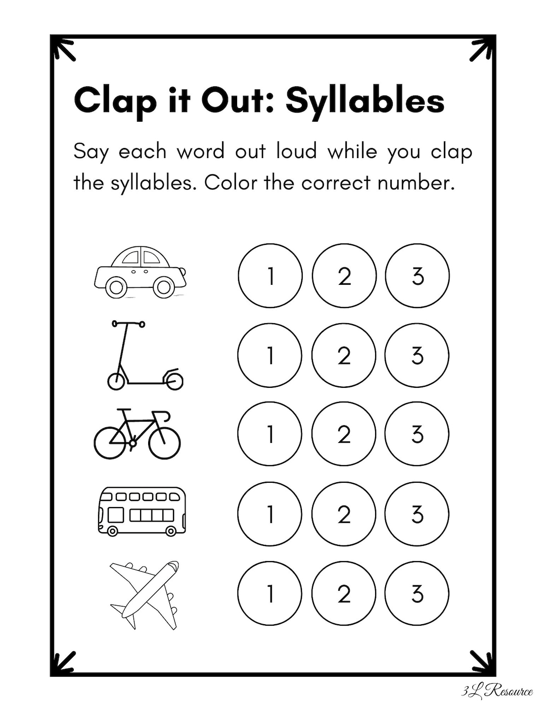 Clap It Out Syllables Worksheet Kindergarten Preschool - Etsy