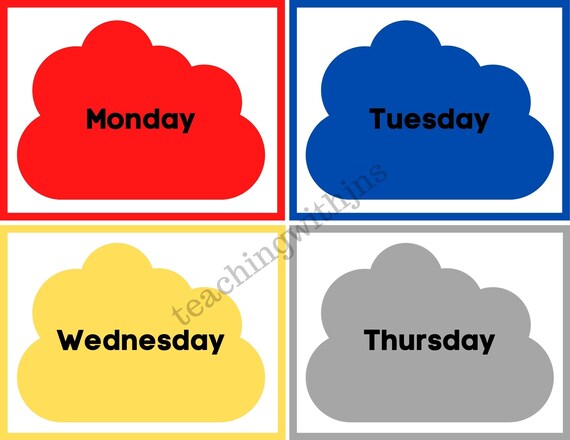Tarjetas Imprimibles De Los Días De La Semana Semana De La Dulzura