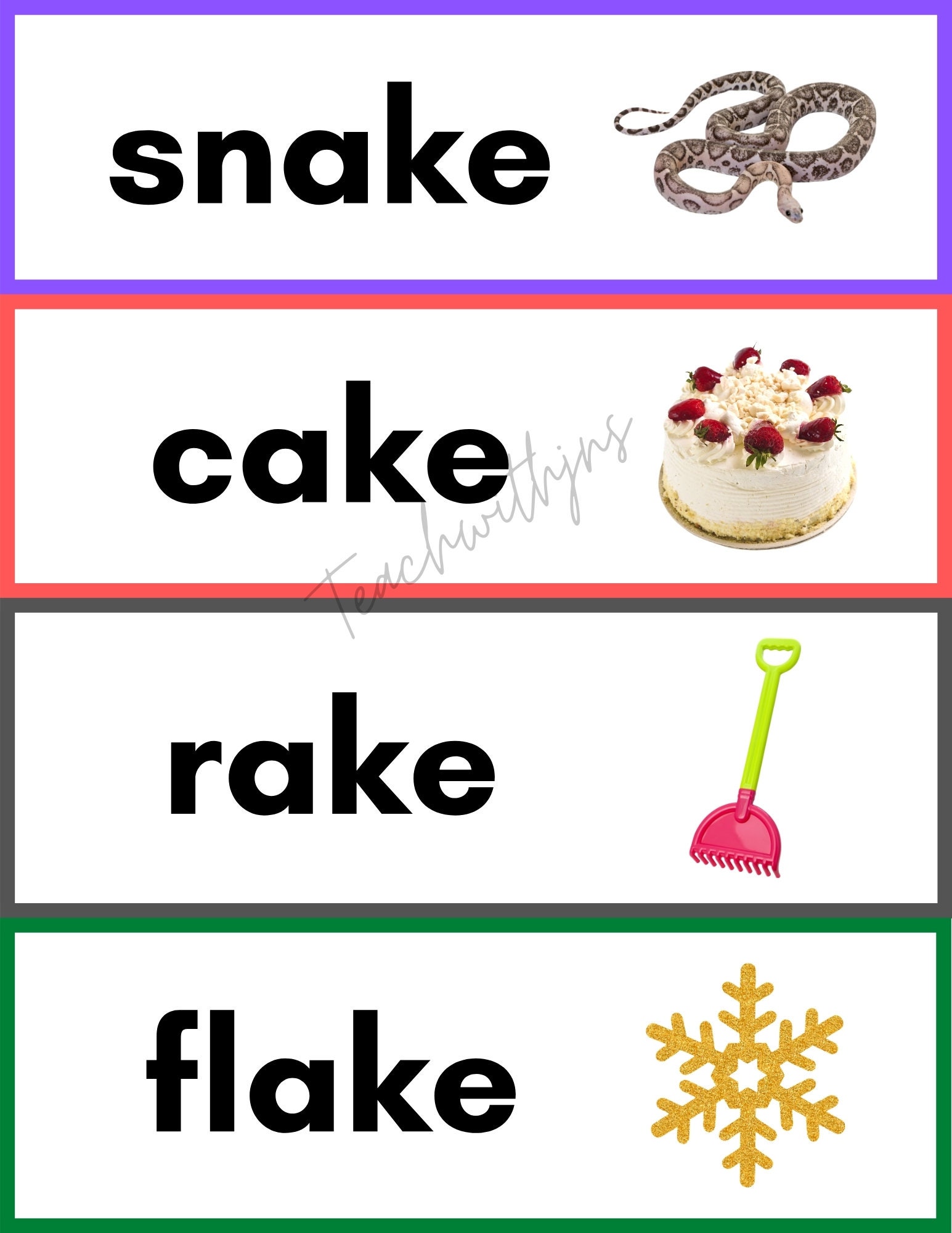 28 Rhyming Word Flash Cards for Toddler, Preschool, Kindergarten Kids ...