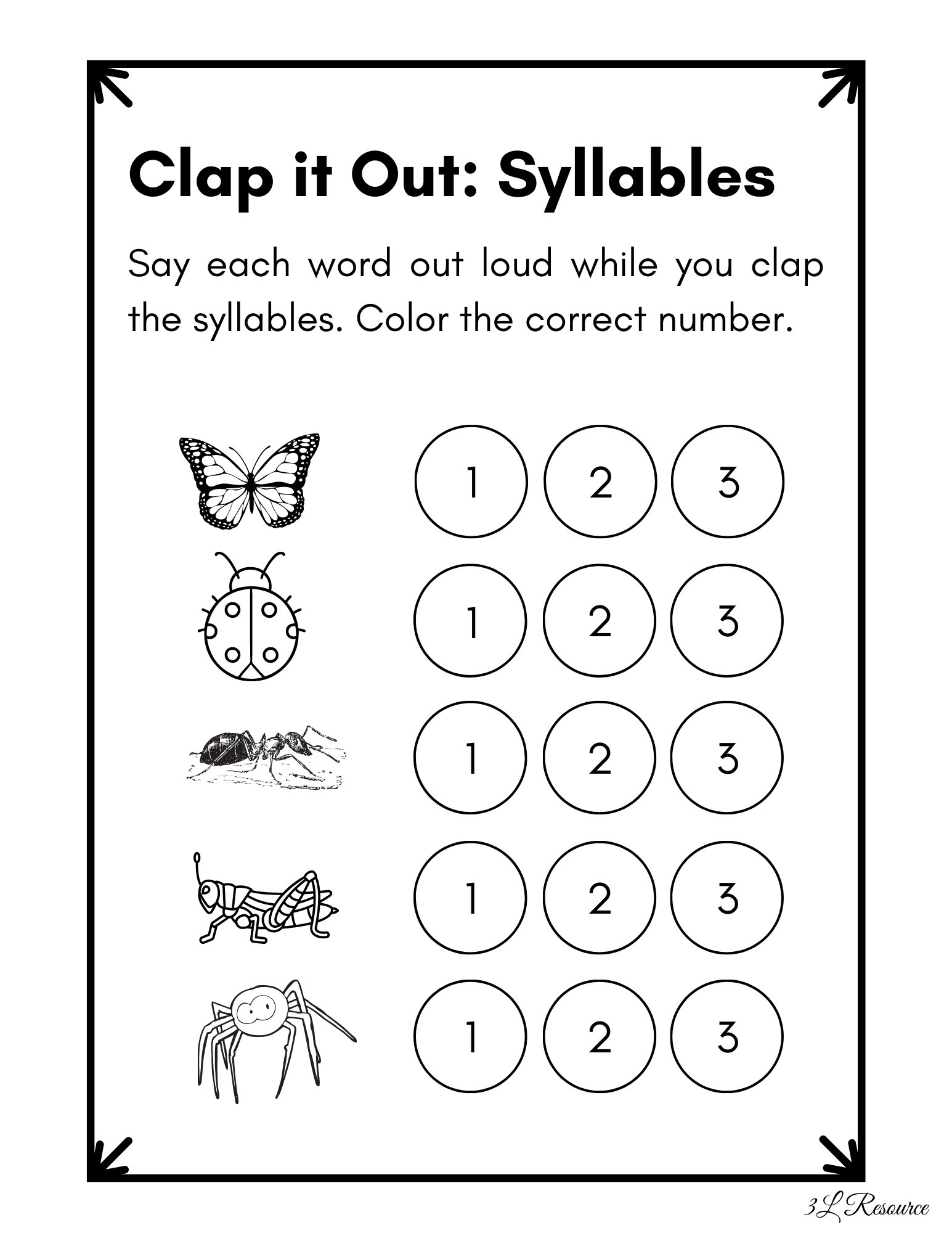 Clap It Out Syllables Worksheet Kindergarten Preschool - Etsy