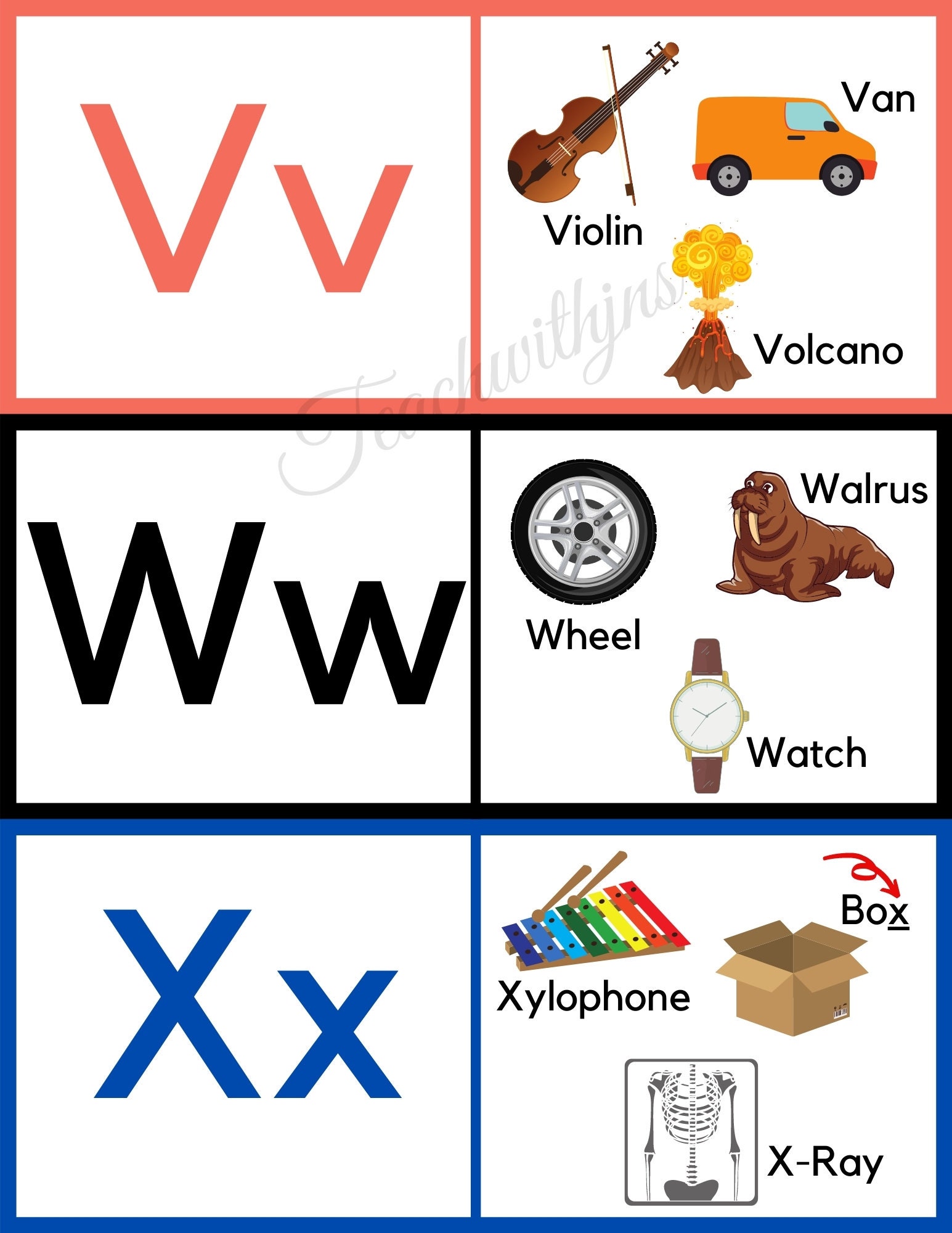 26 Alphabet Picture Flash Cards, Instant Download, Learning ...