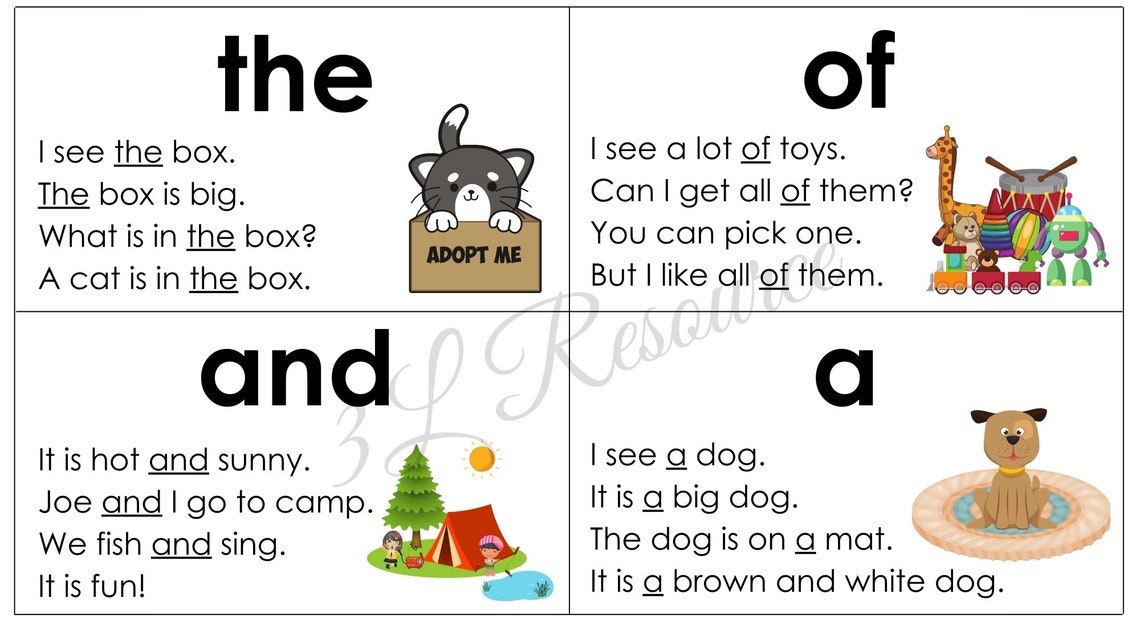 INSTANT DOWNLOAD 100 Printable Fry Sight Word Flash Cards With ...