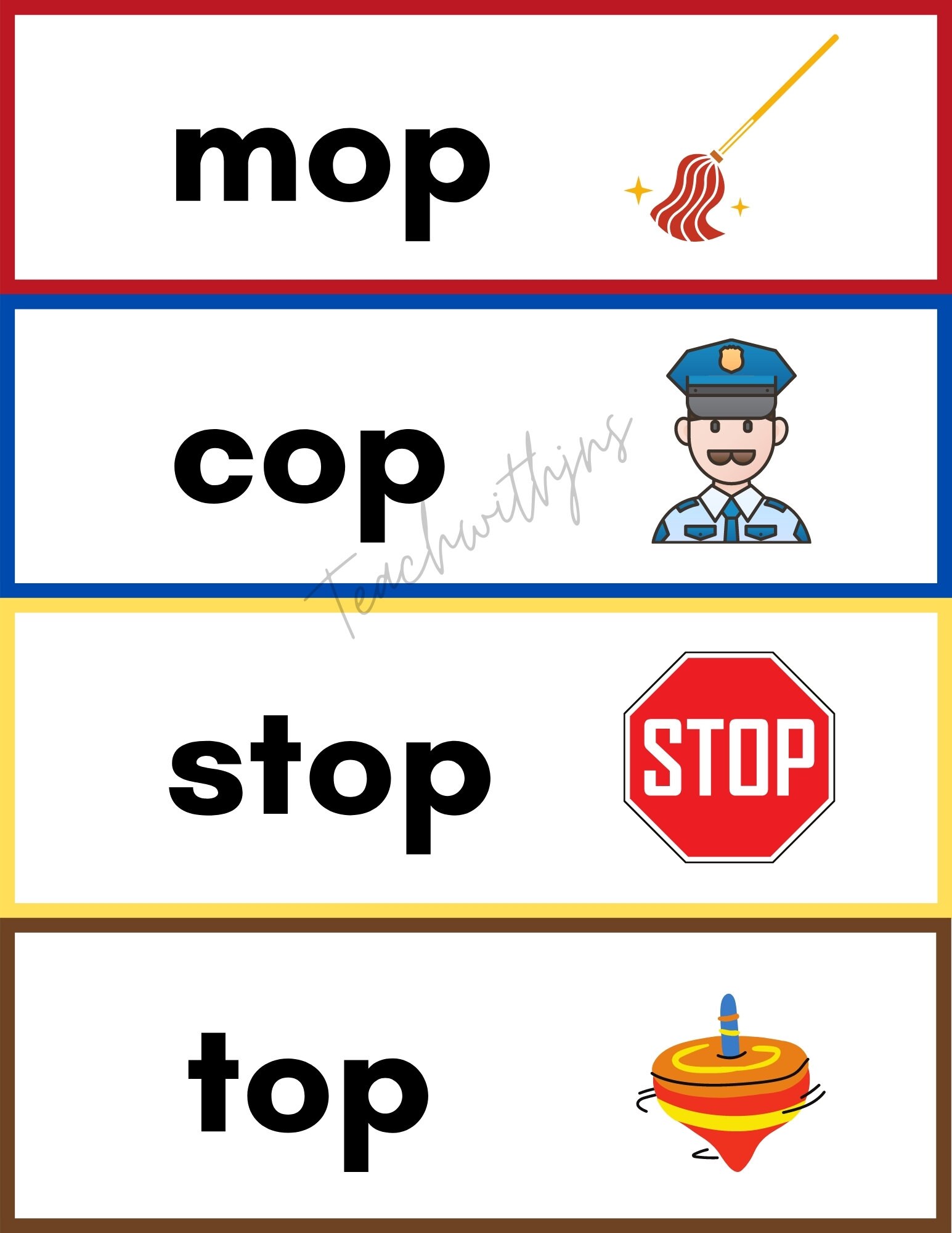 28 Rhyming Word Flash Cards for Toddler, Preschool, Kindergarten Kids ...