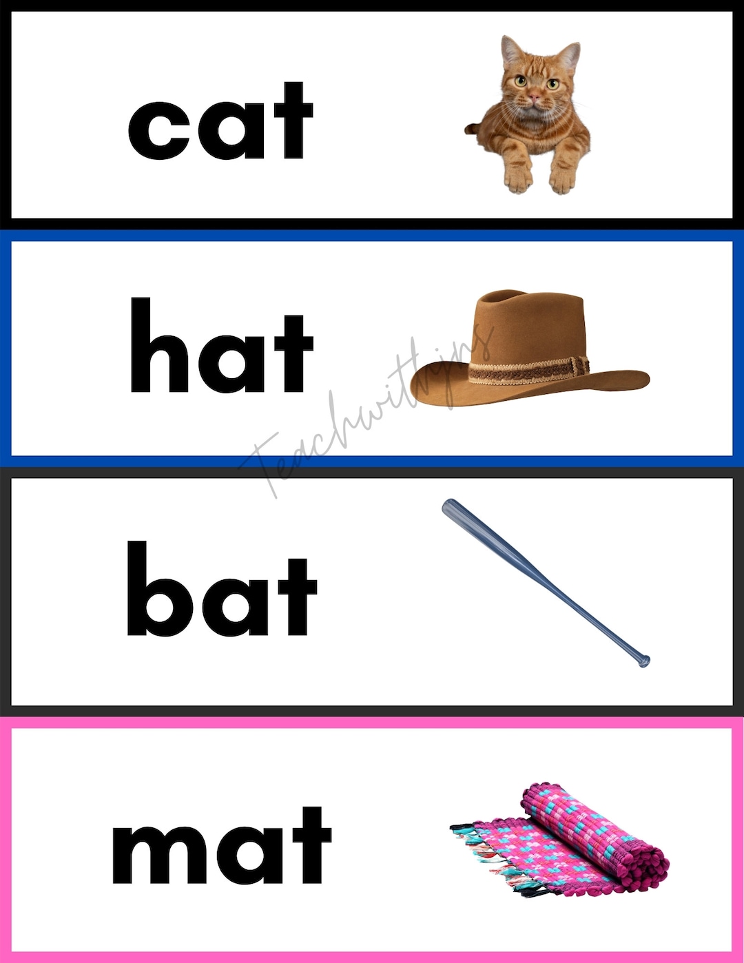 28 Rhyming Word Flash Cards for Toddler, Preschool, Kindergarten Kids ...