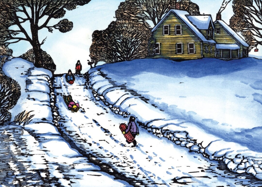 Holiday Greeting Card Winter Fun//art Through - Etsy