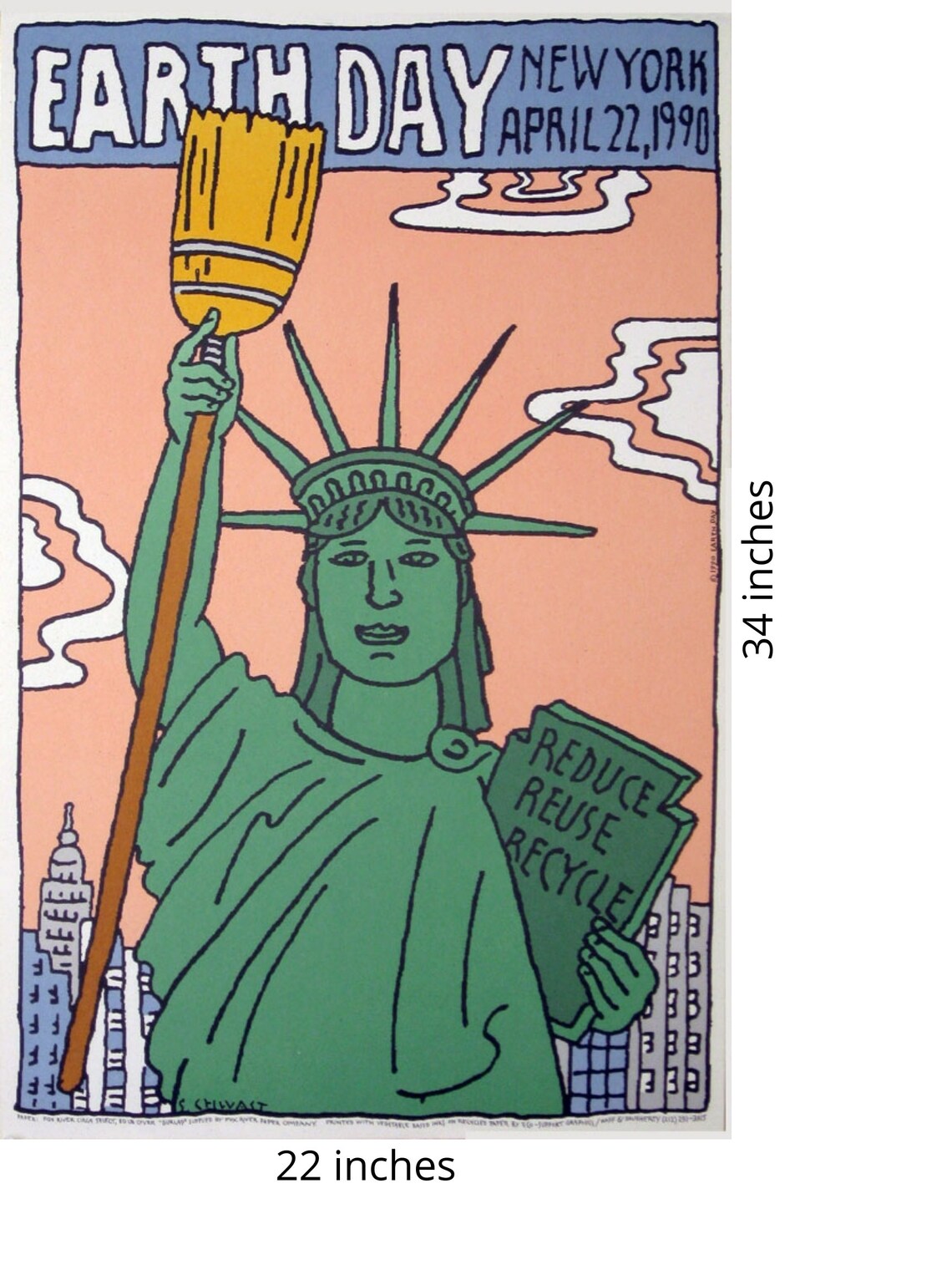 Vintage(new) Poster-statue of Liberty,earth Day//world Peace, Celebrate ...