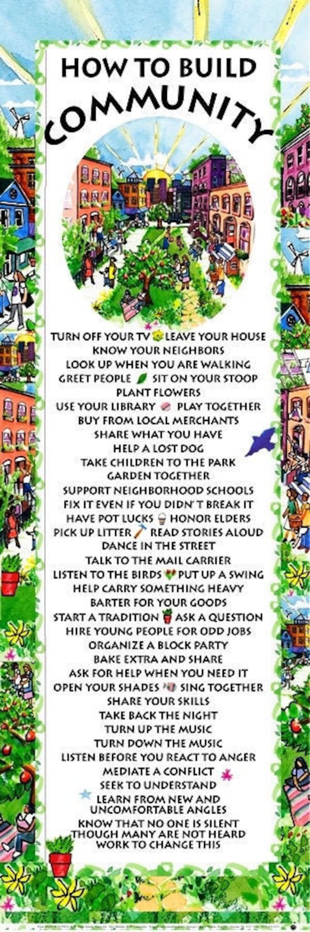 Poster - How to Build Community// Social Change Through Peaceful Work ...