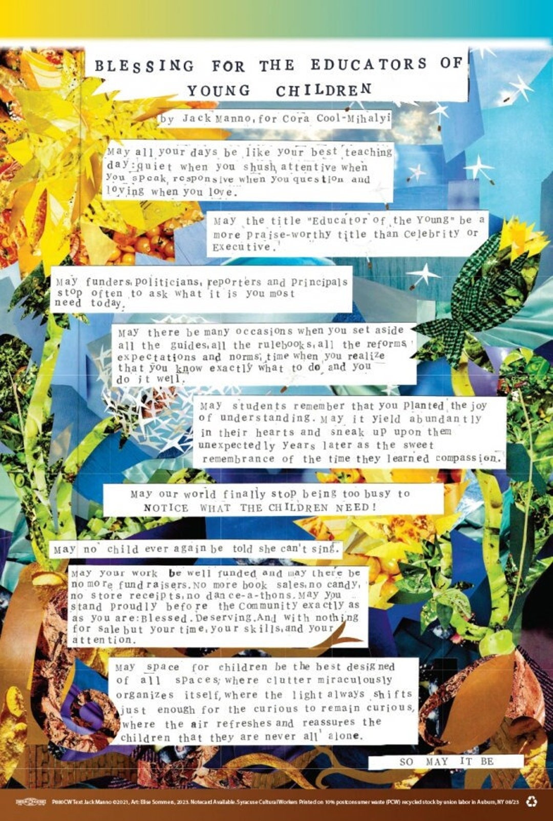 Poster -blessing for Educators of Young Children - Etsy