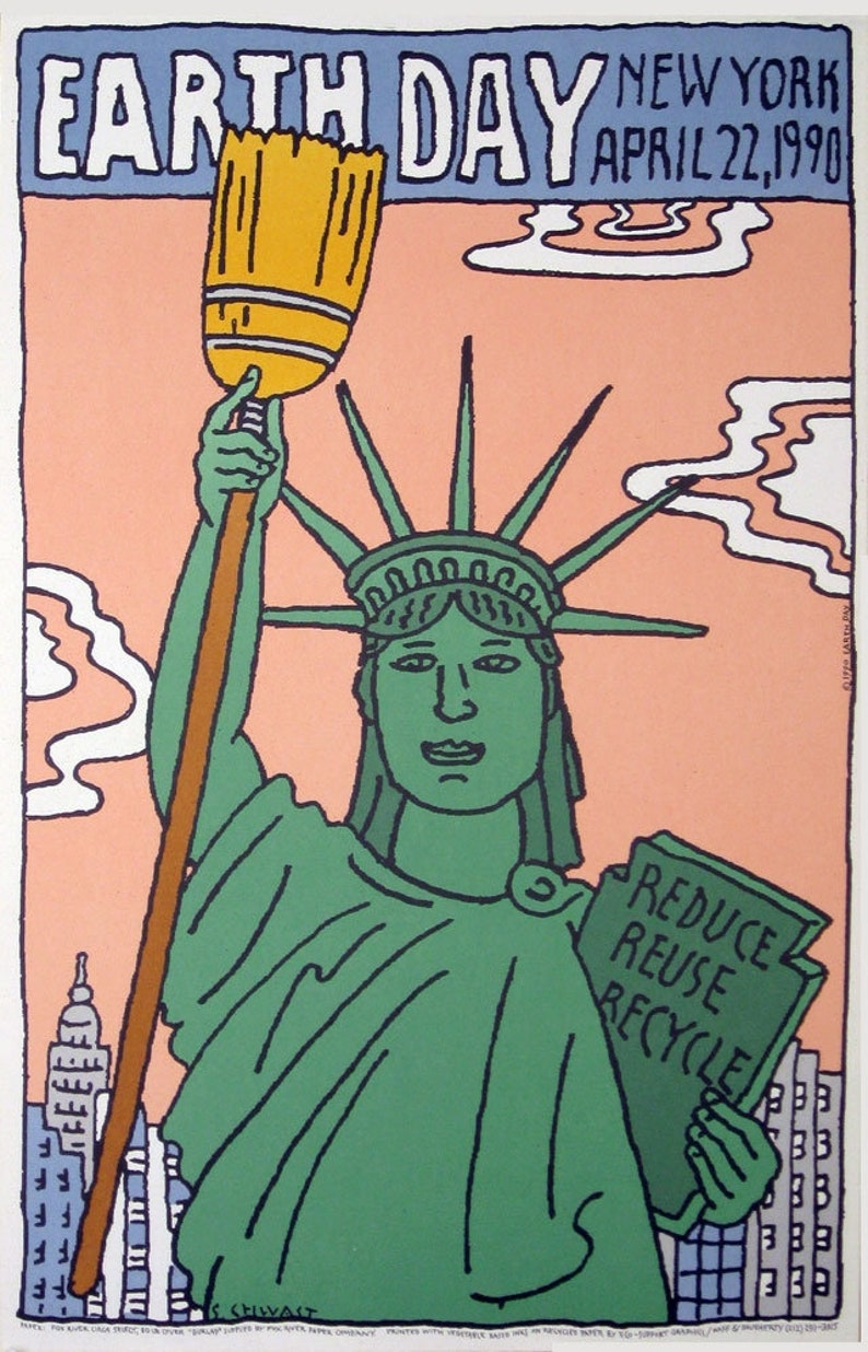 Vintagenew Poster-statue of Liberty,earth Day//world Peace, Celebrate ...
