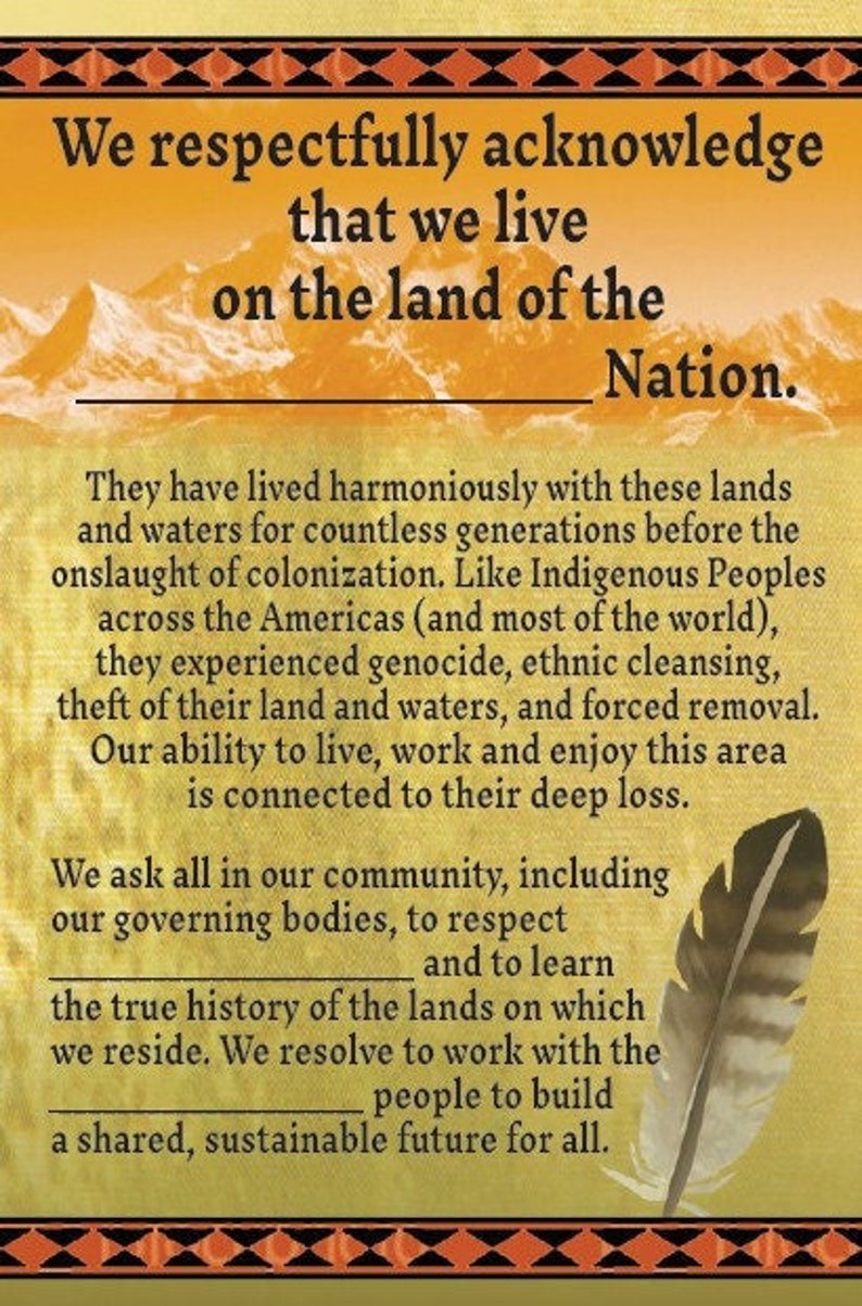 Poster-indigenous Land Acknowledgement//native American Rights ...