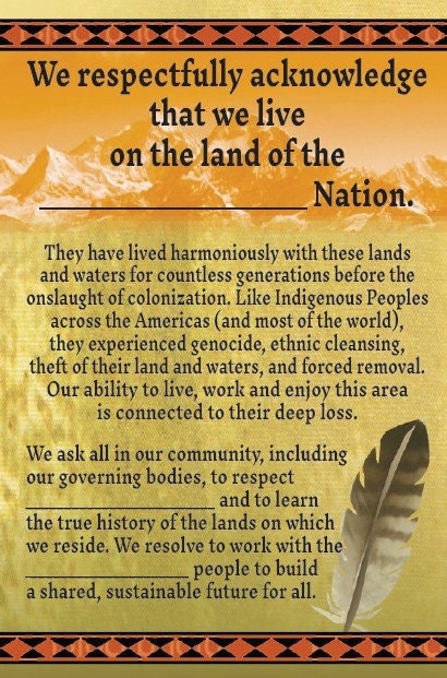 Poster-indigenous Land Acknowledgement//native American Rights ...