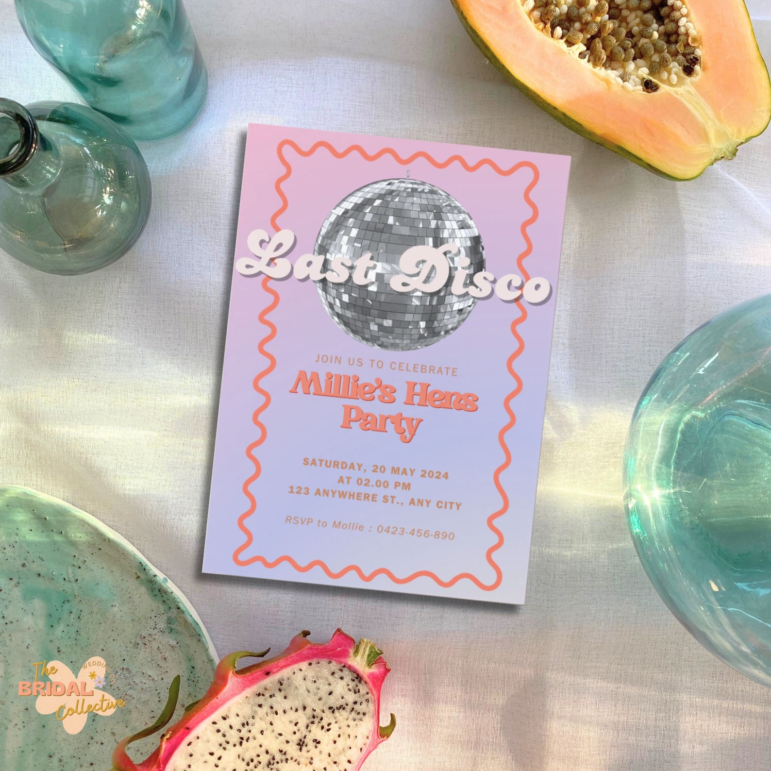 Disco Themed Hens Party Invitations, Bachelorette Weekend, Last Disco ...