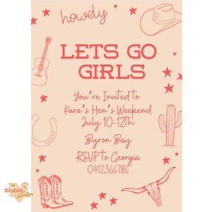 Last Rodeo Hens Party Invitation, Western Themed Bachelorette Weekend ...