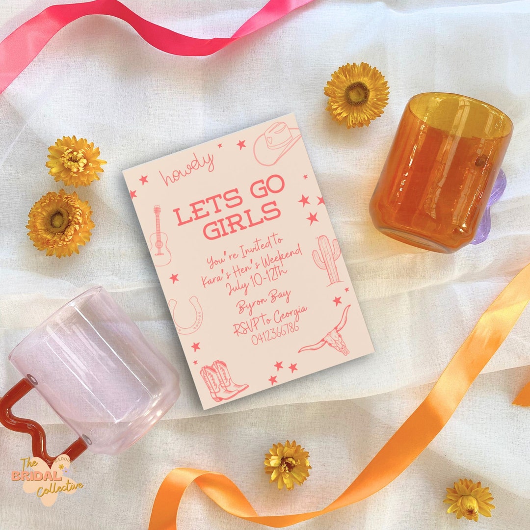 Last Rodeo Hens Party Invitation, Western Themed Bachelorette Weekend ...