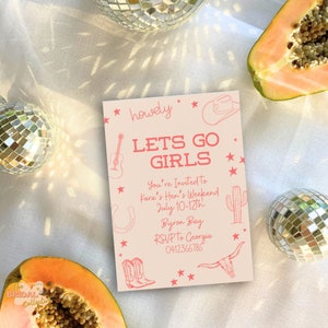 Last Rodeo Hens Party Invitation, Western Themed Bachelorette Weekend ...