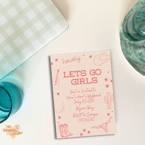 Last Rodeo Hens Party Invitation, Western Themed Bachelorette Weekend ...