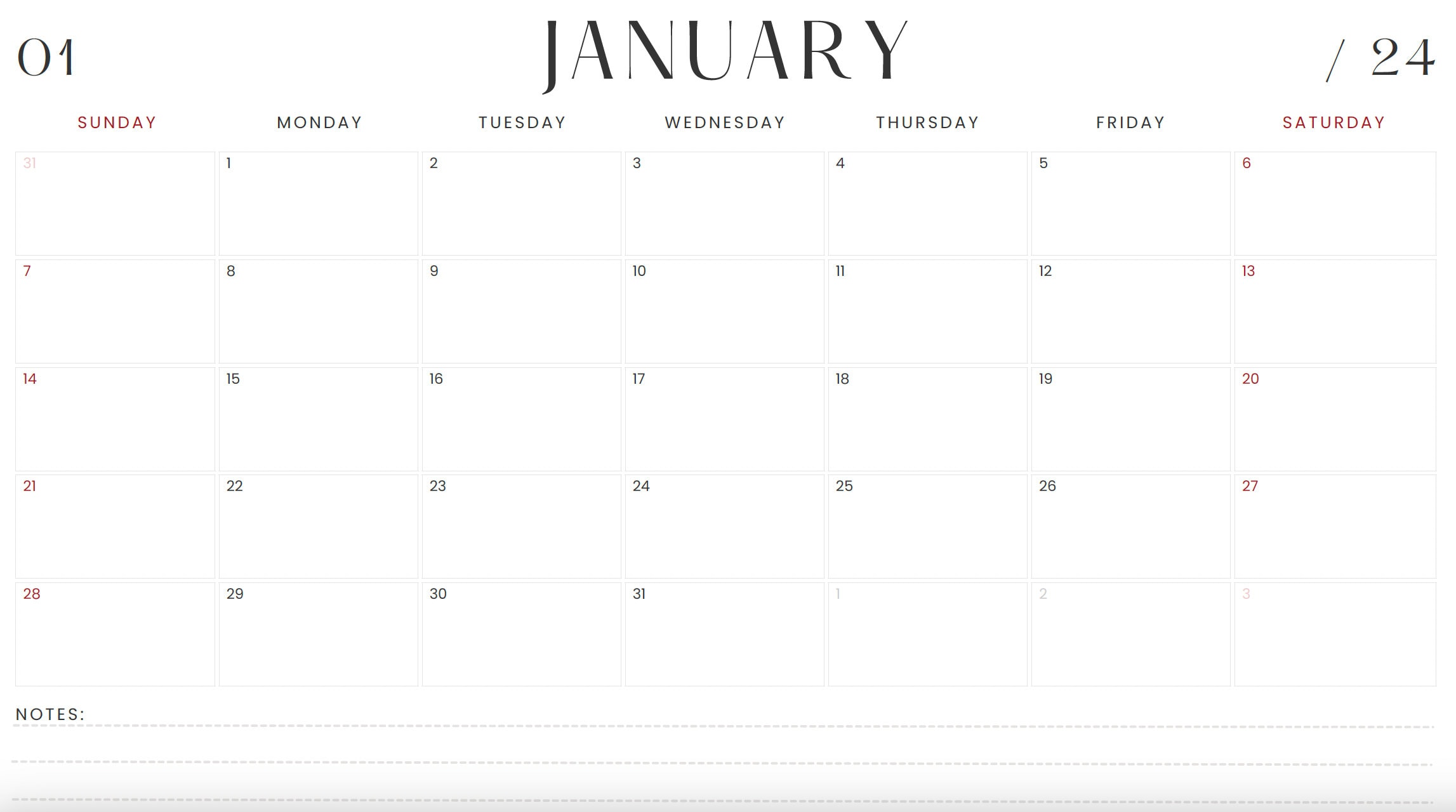 2024 Lined & Unlined Monthly Calendars | 8.5x11 | LANDSCAPE | Jan - Dec ...