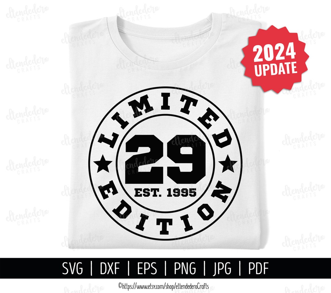 29th Birthday SVG. Twenty Nine Est 1995 Shirt for Cutting Machine. 29 ...