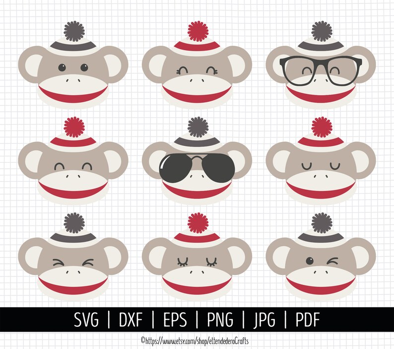 Sock Monkey SVG. Cheeky Monkey Faces Clipart. Baby Cut Files - Etsy