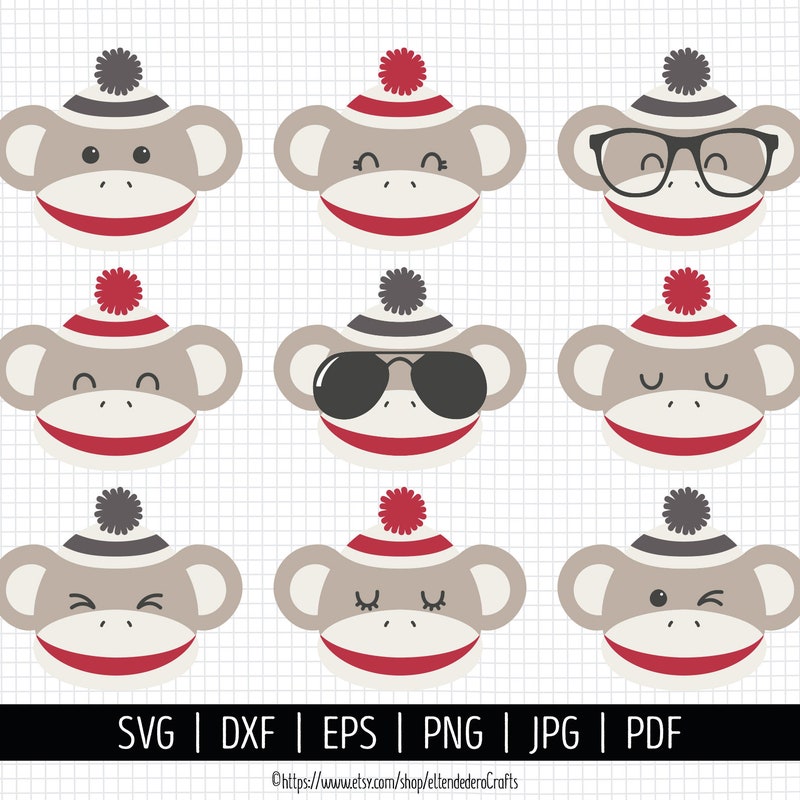 Sock Monkey Clip Art - Etsy
