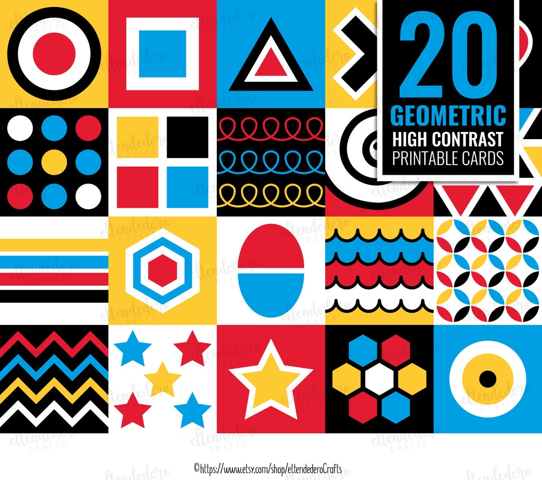 PRINTABLE High Contrast Baby Cards. Colored Sensory Flash Card, Infant ...