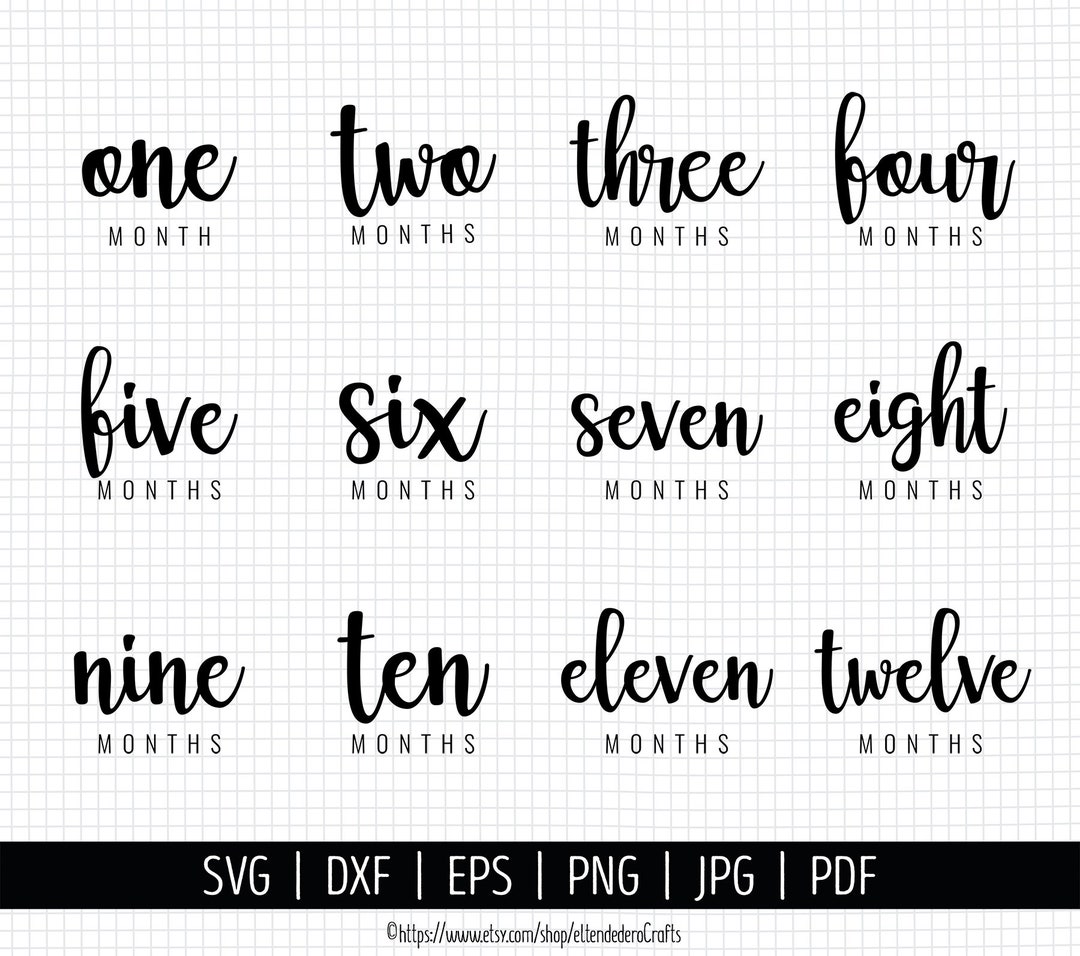 Baby Milestone SVG. Baby First Year Months Cut Files. Baby Age Monthly ...
