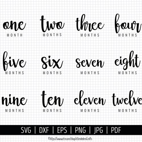 Baby Milestone SVG. Baby First Year Months Cut Files. Baby Age - Etsy