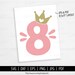 8th Birthday SVG Cut File. Eight With Crown Shirt Vector Files - Etsy