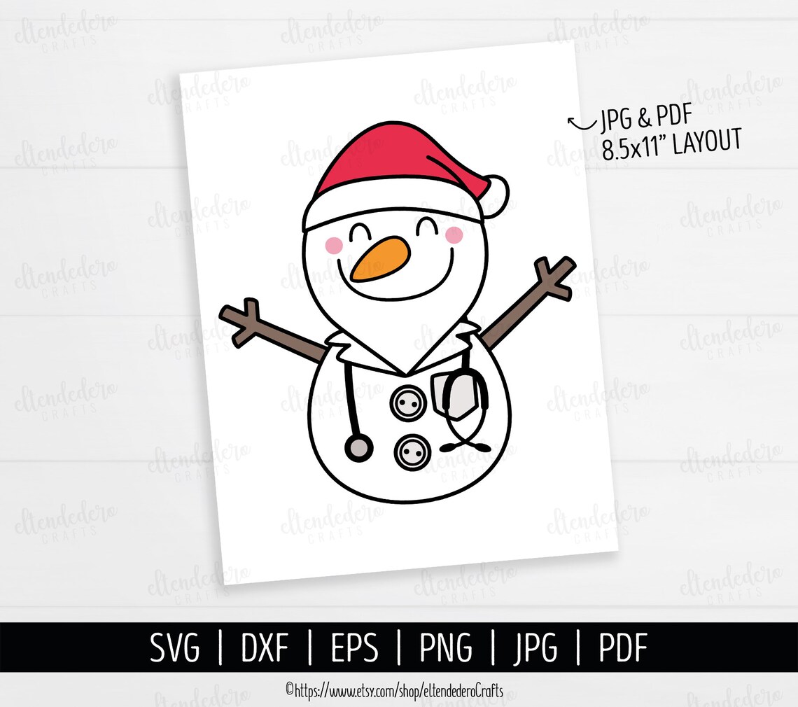 Snowman With Stethoscope SVG. Doodle Hospital Workers Clipart. Nurse ...