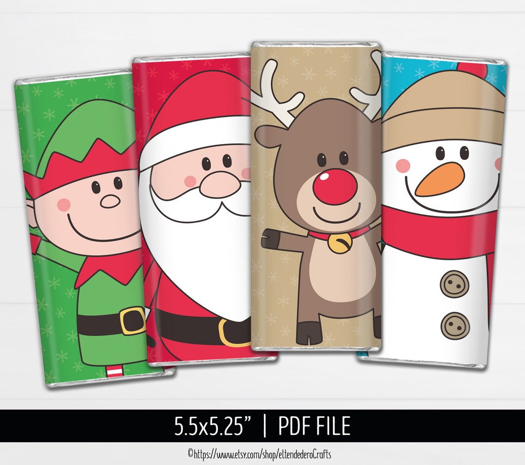 PRINTABLE Christmas Chocolate Bar Wrappers. Kids Classroom Treat Decor ...