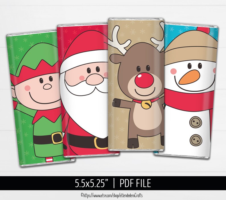 PRINTABLE Christmas Chocolate Bar Wrappers. Kids Classroom Treat Decor ...