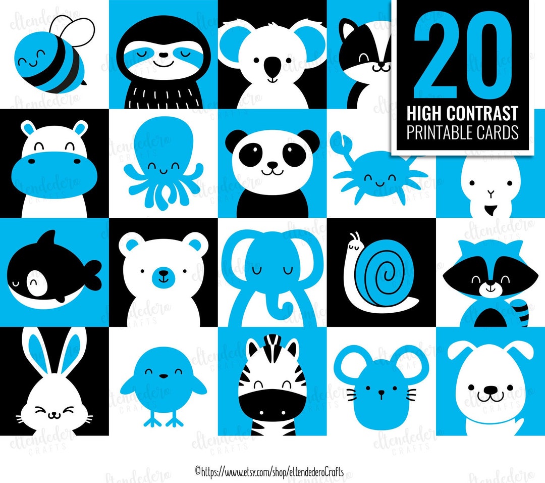 PRINTABLE High Contrast Baby Cards. Monochrome Sensory Flash Cards ...