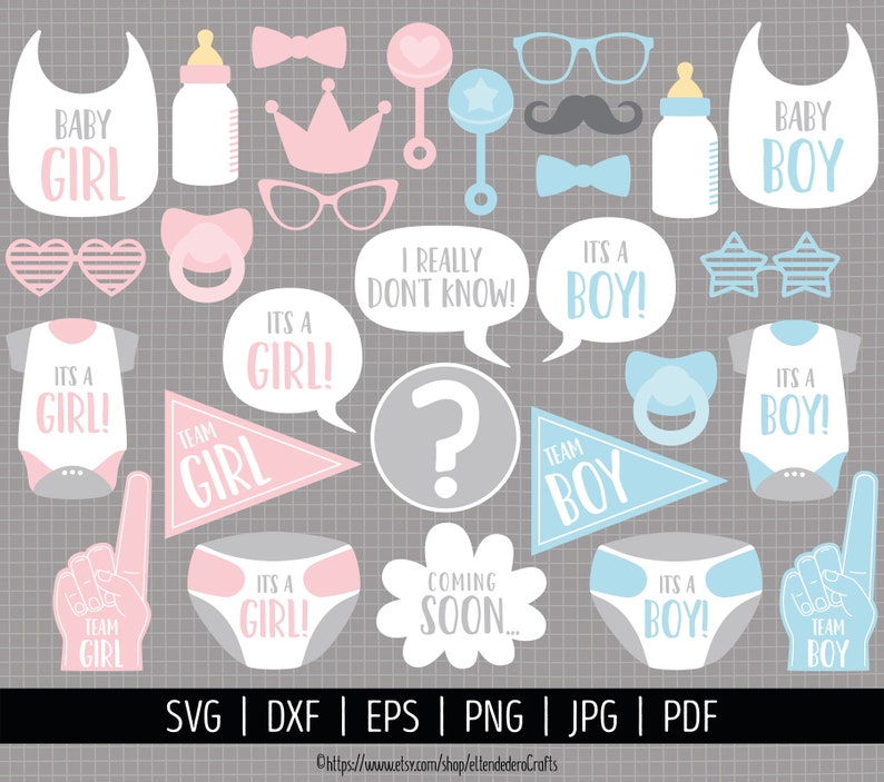 Gender Reveal Photo Booth Props SVG. Team Girl Team Boy Vector - Etsy