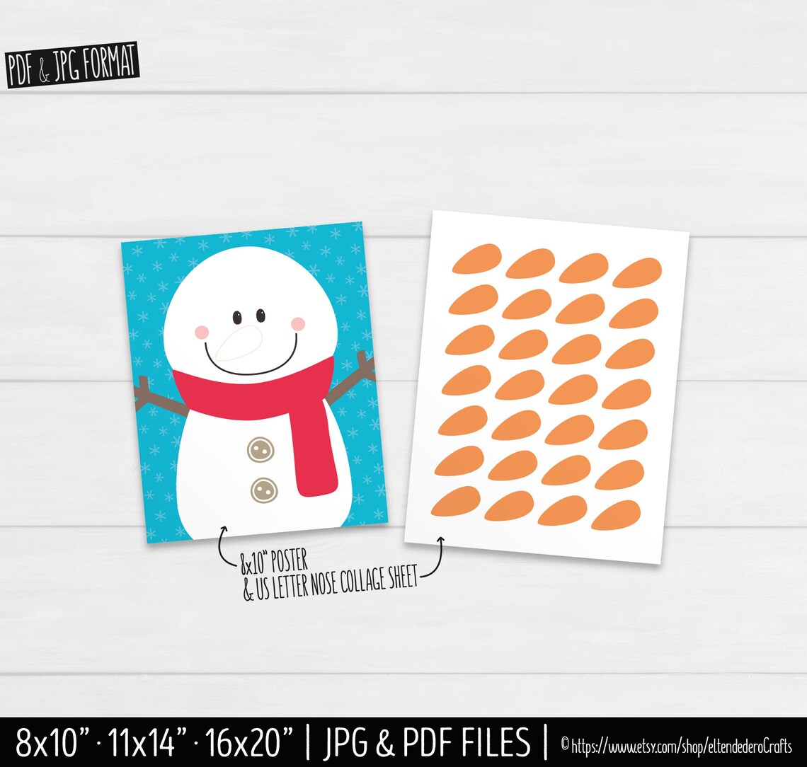 Pin the Nose on Snowman Christmas Games for Kids. School - Etsy