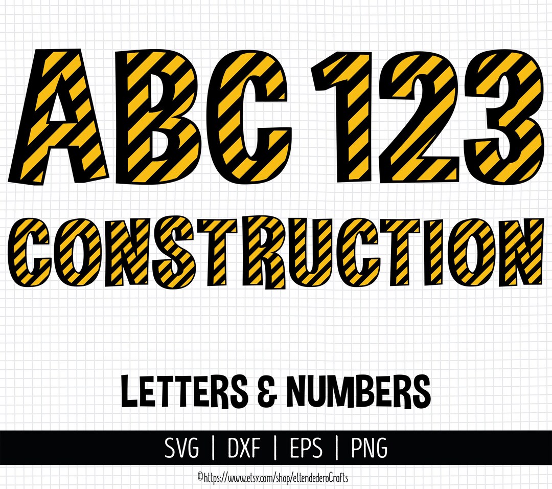 Construction Alphabet SVG. Stripes Pattern Font Clipart. Letters and ...
