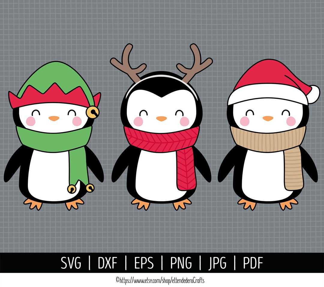 Christmas Penguin SVG. Santa Elf Reindeer Penguins Cut Files. Penguin ...
