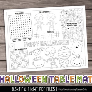 PRINTABLE Halloween Kids Activities Table Mat, Party Games Placemat ...