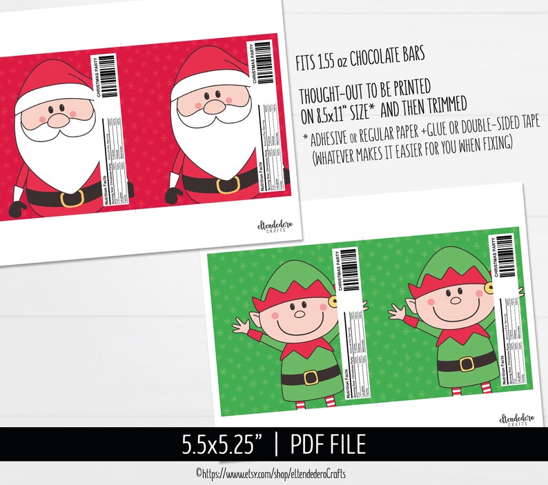 PRINTABLE Christmas Chocolate Bar Wrappers. Kids Classroom Treat Decor ...