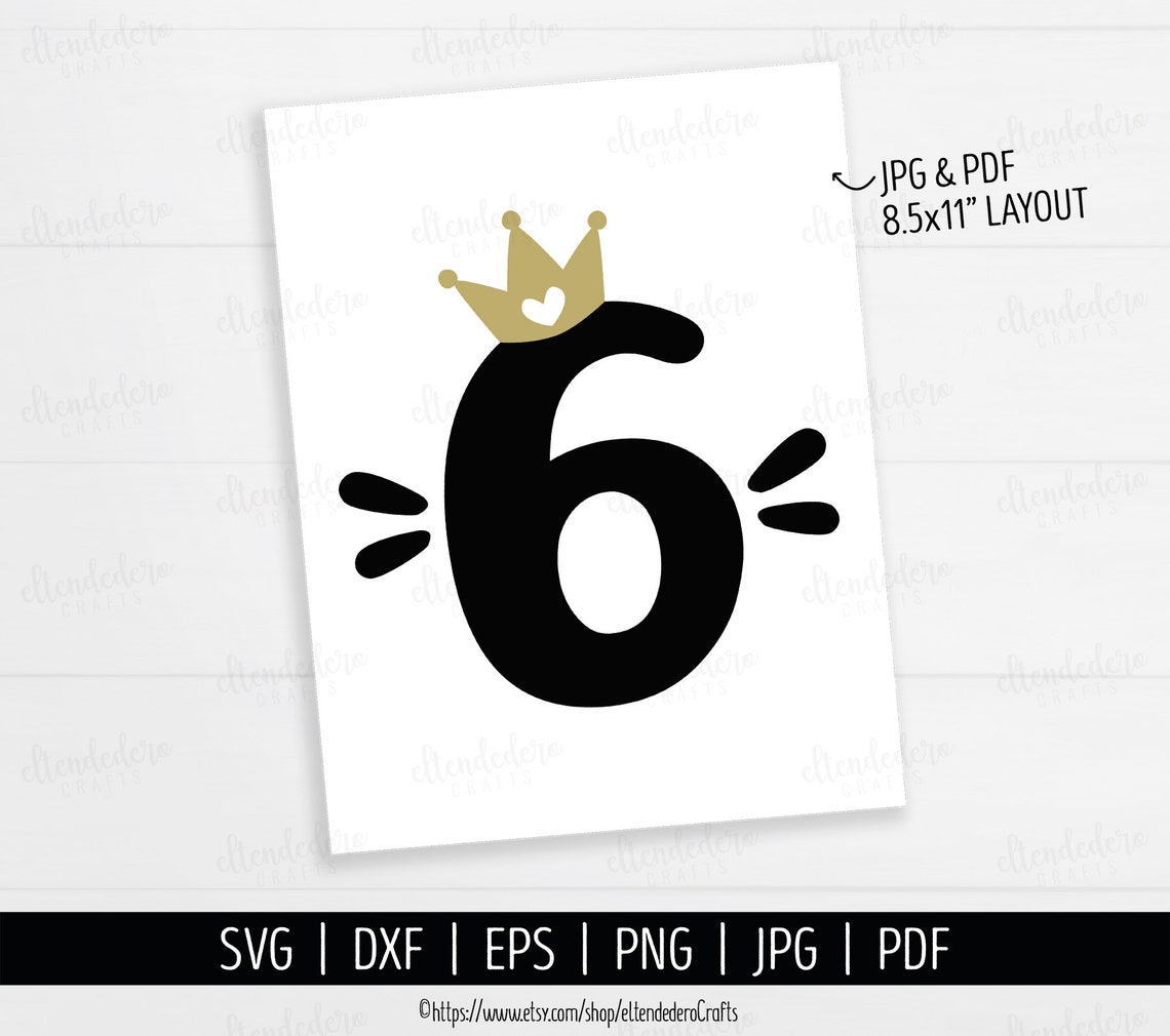 6th Birthday SVG Cut File. Six With Crown Shirt Vector Files - Etsy