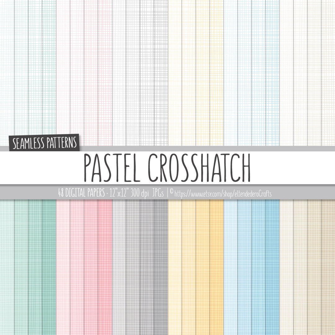 Pastel Crosshatch Digital Paper Pack. Hand Drawn Check Lined ...