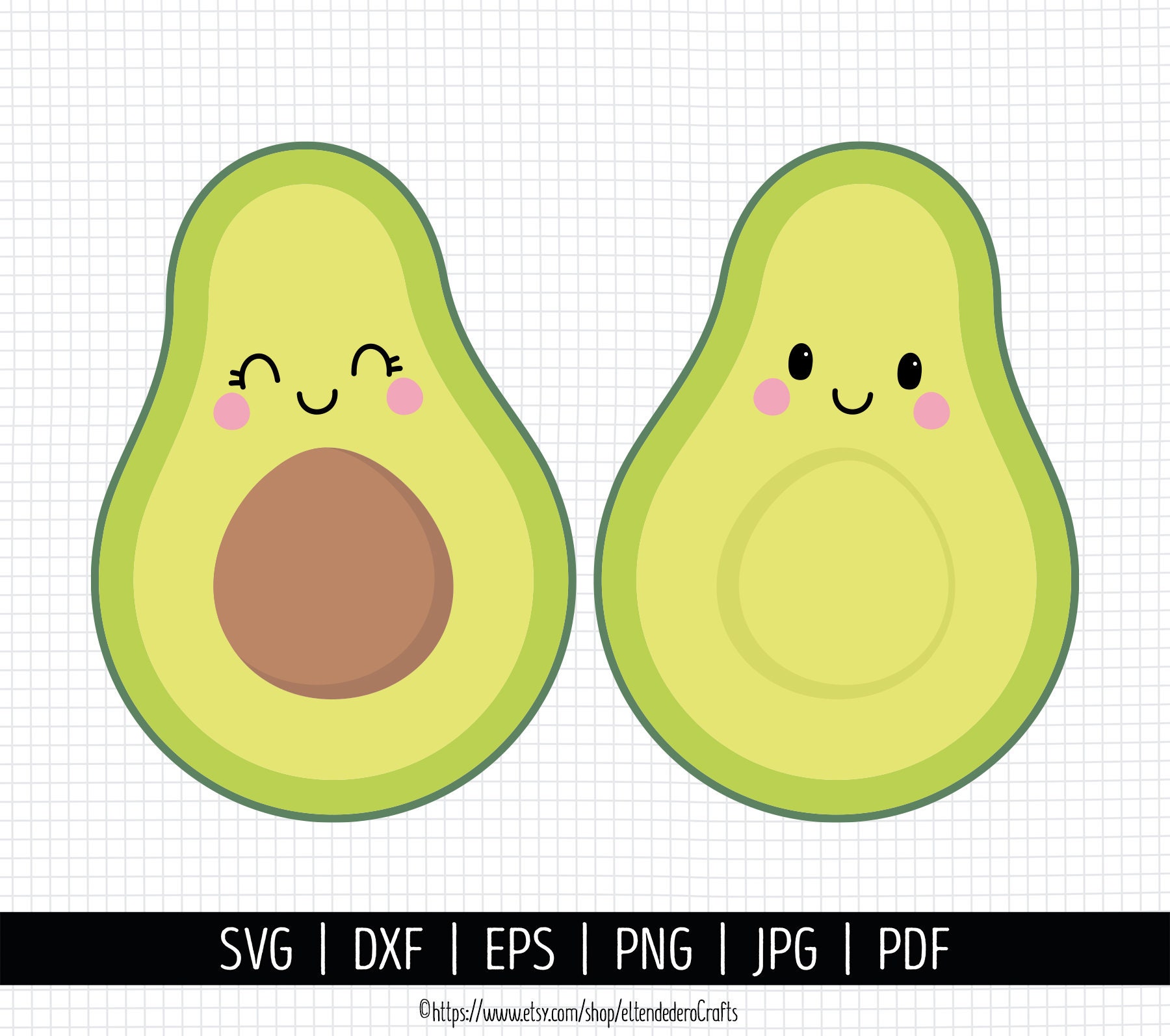 SVG Aguacate Chica y Chico. Archivos Corte Palta Kawaii. Vectores ...