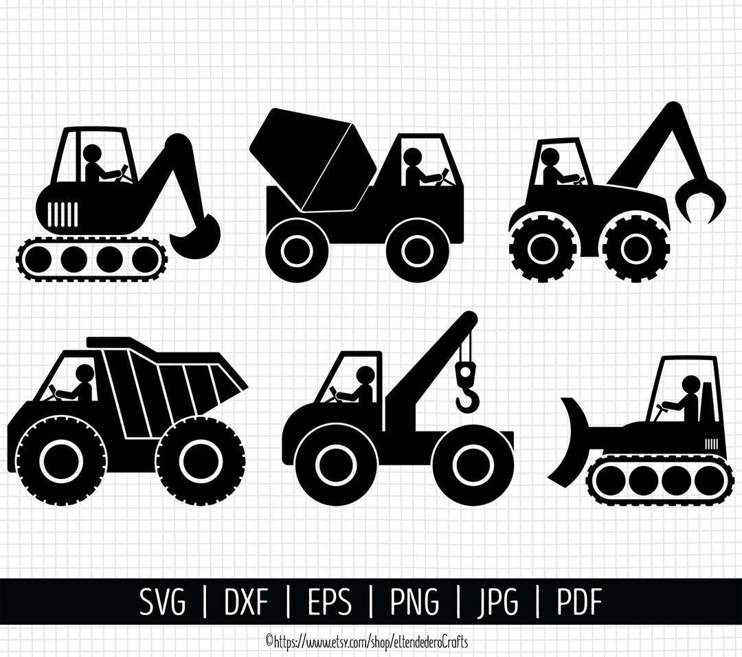 Construction Truck SVG. Vector Construction Vehicles, Excavator ...