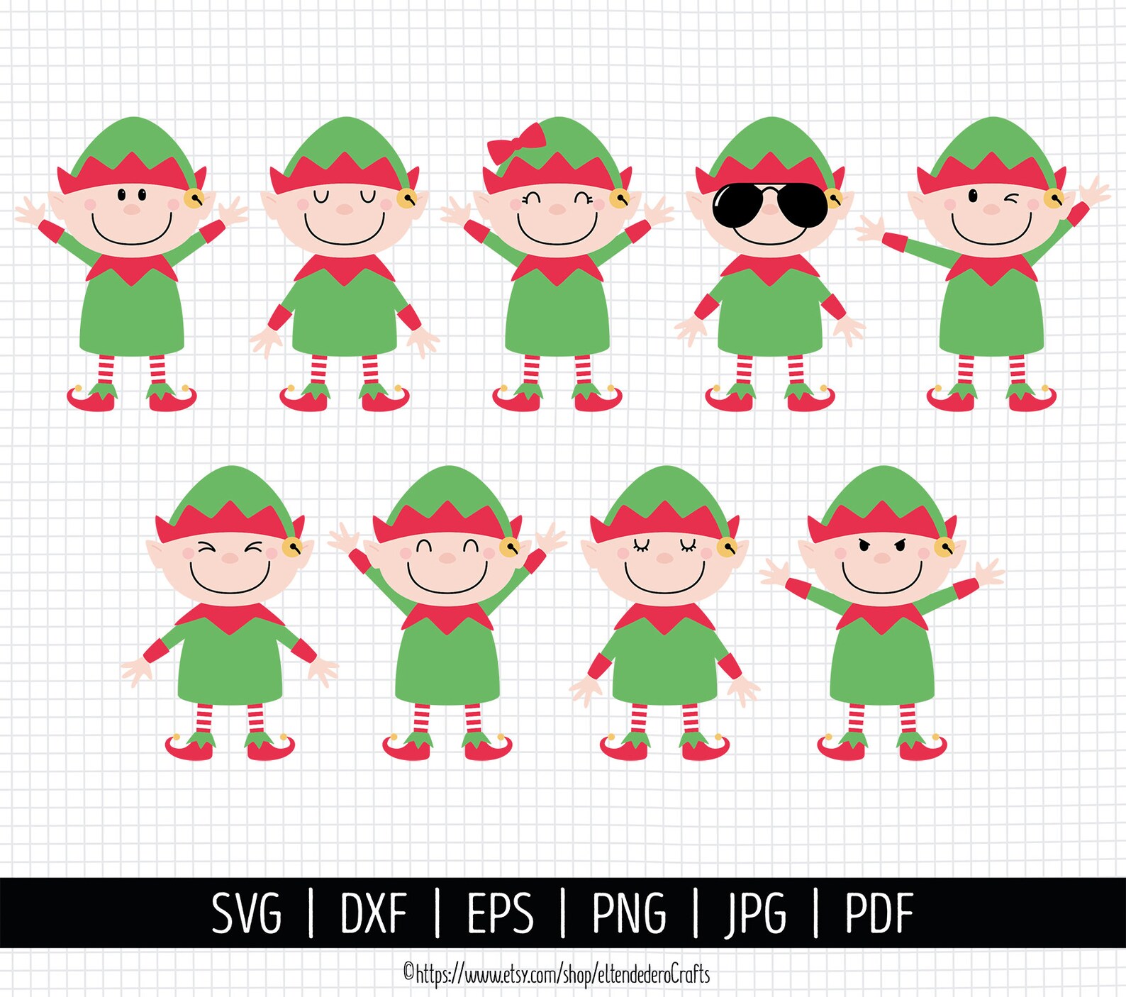 Elf SVG. Kids Cartoon Elves Clipart. Christmas Cut Files. | Etsy