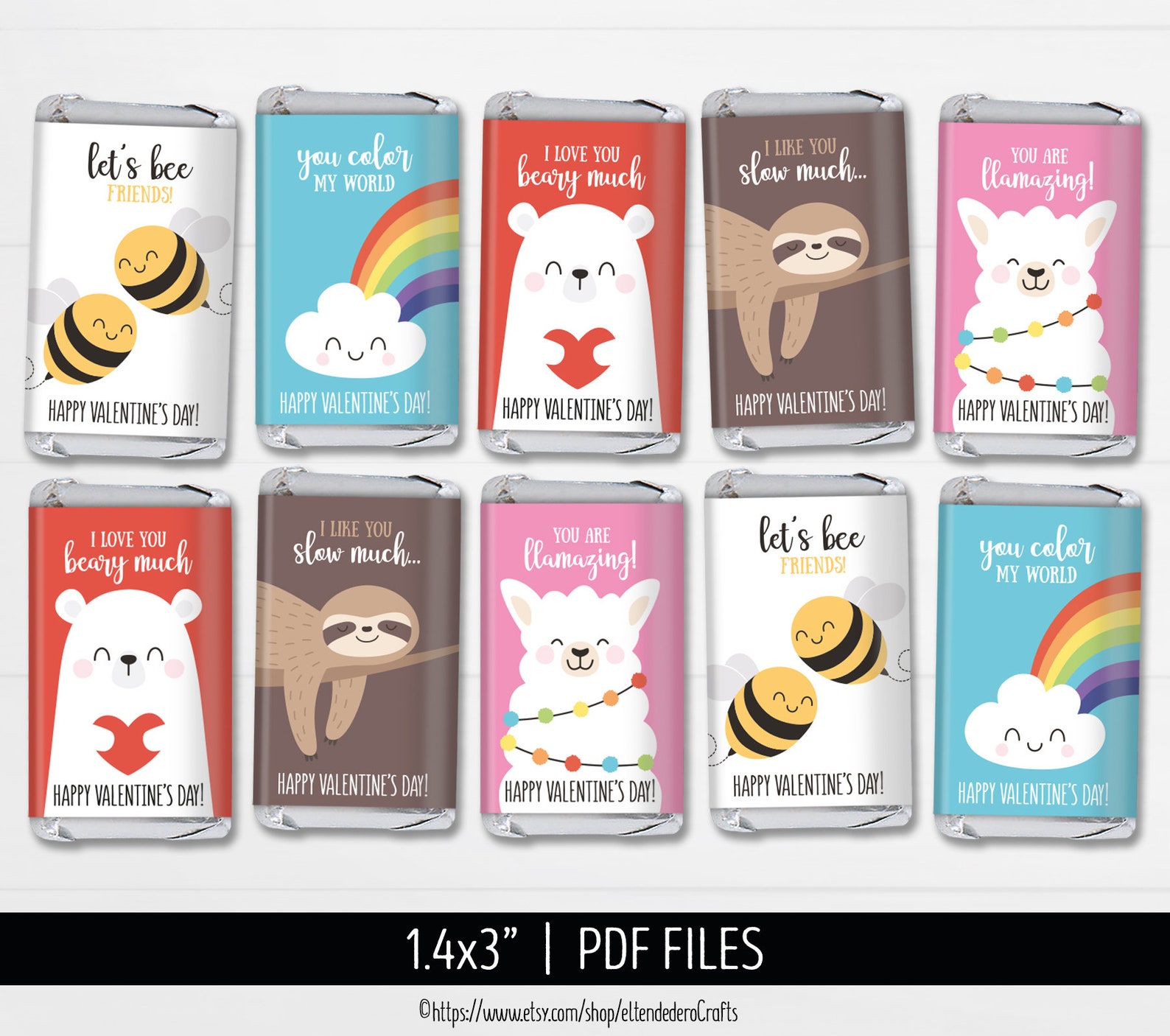 Kids Valentines Mini Candy Bar Wrappers. Classroom Mini Chocolate Bar ...