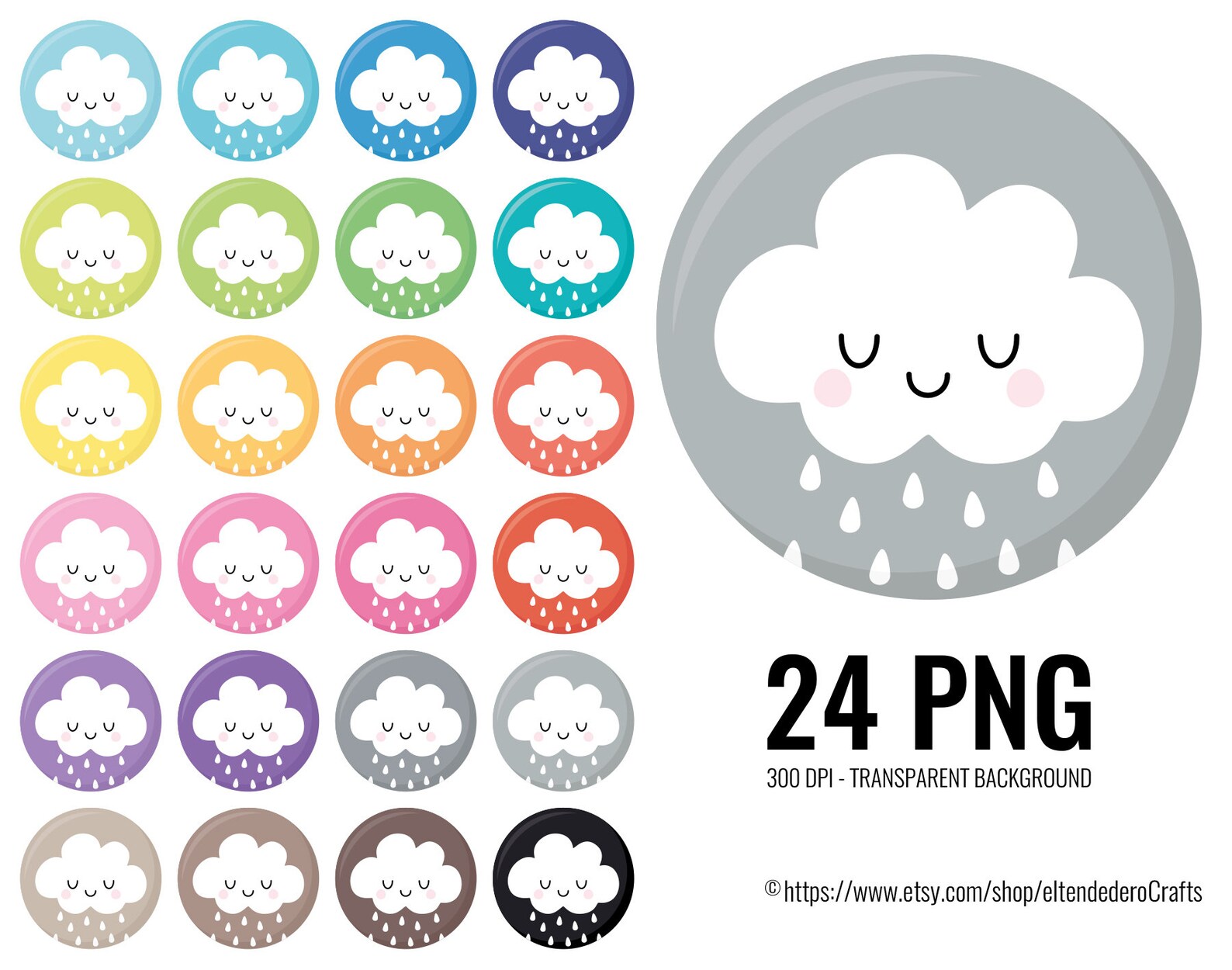 Weather Clipart. Cute Weather Icons Clip Art PNG. Digital - Etsy