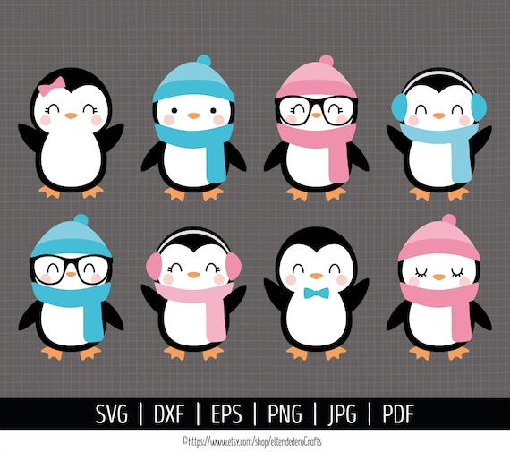 Penguin SVG. Baby Girl and Boy Penguins PNG Clipart. Kids | Etsy