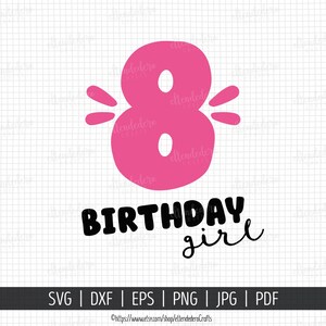 8th Birthday Girl PNG. Hello Eight SVG Cut File. 8 Years Party Shirt ...